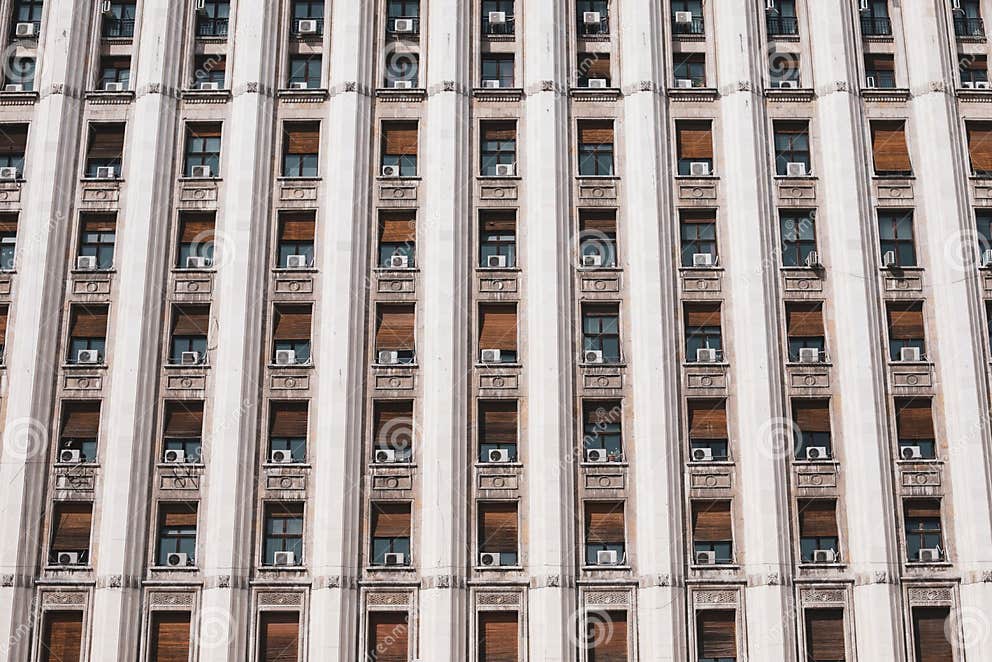 The Exterior of an Old Soviet Era Style Building with Window Air ...