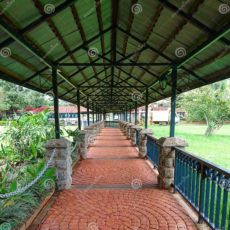 Exterior Pathway or Hallway in a Building Stock Photo - Image of ...