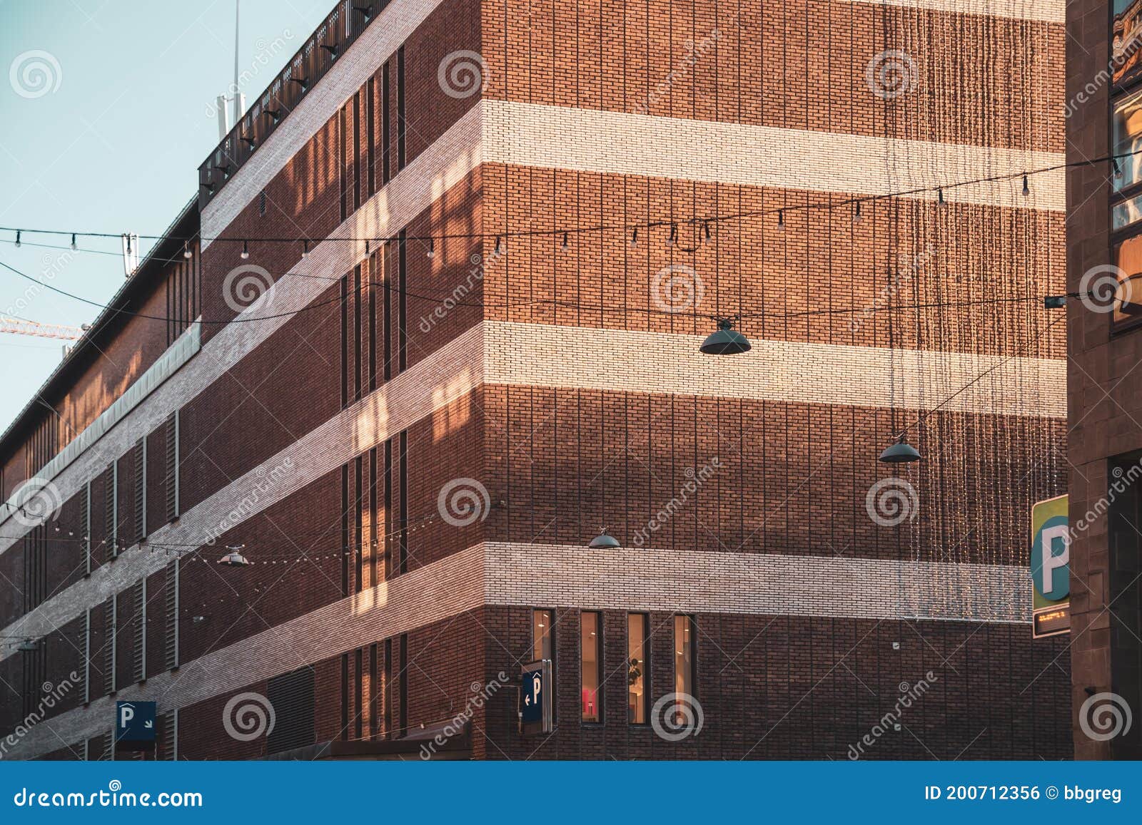 Exterior of a Red Brick Modern Office Building or Shopping Mall. Stock ...