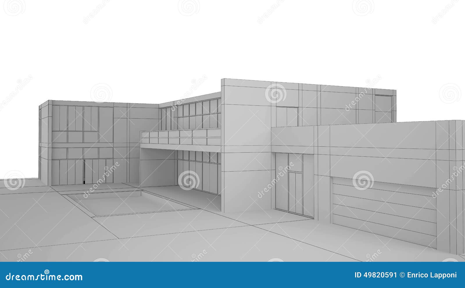 Exterior Render Of One Story Restaurant Or Commercial Building Royalty ...