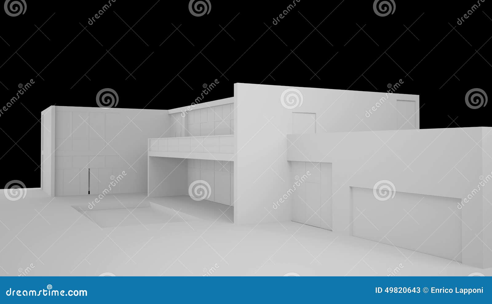 Exterior Render Of One Story Restaurant Or Commercial Building Stock ...