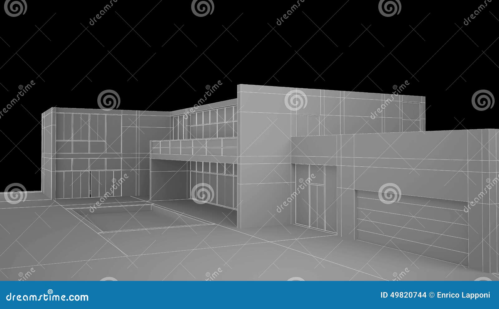 Exterior Render Af a Modern House Stock Illustration - Illustration of ...