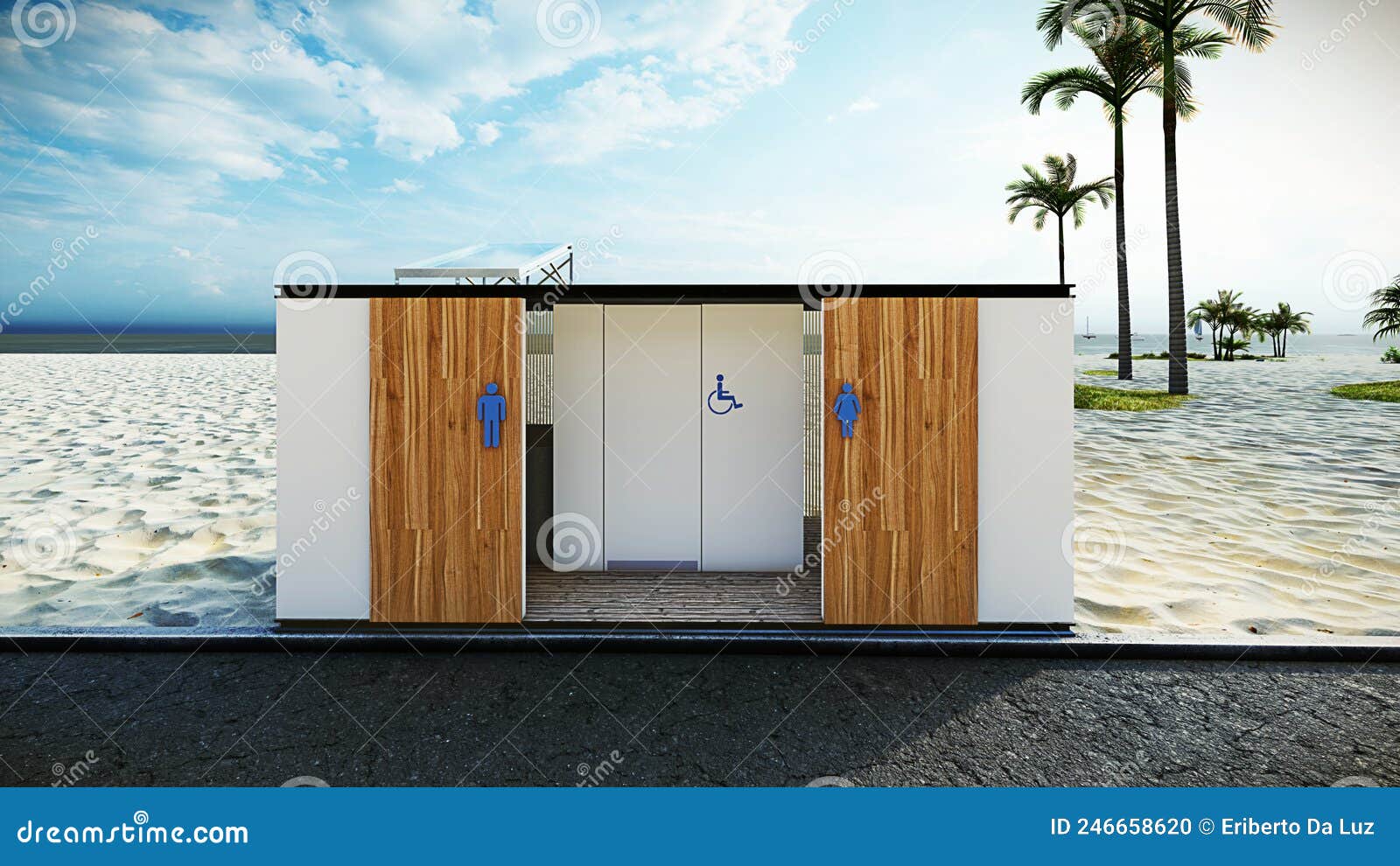 Exterior Render of Modern Container Restroom Stock Photo - Image of ...