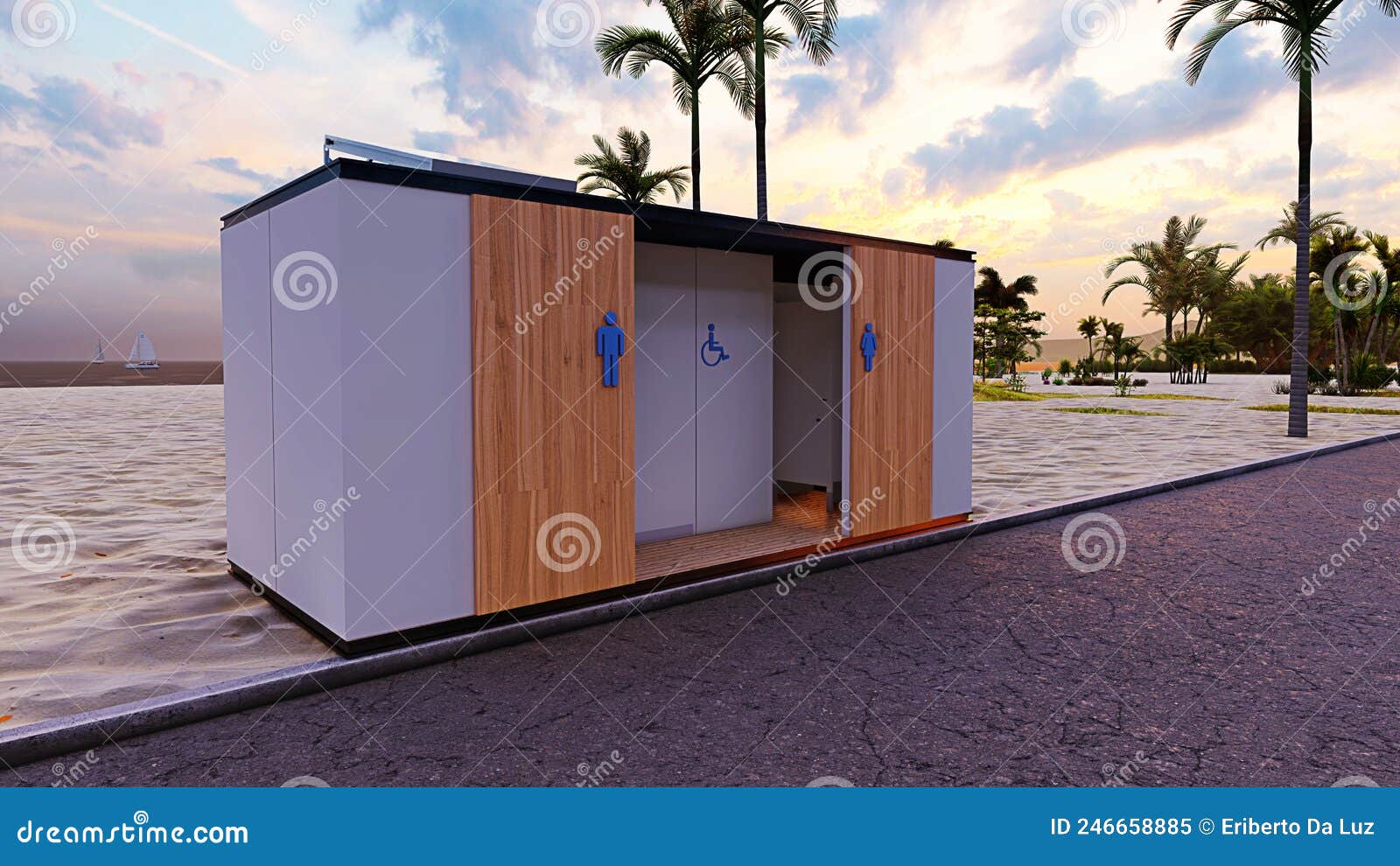 Exterior Render of Modern Container Restroom Stock Image - Image of ...