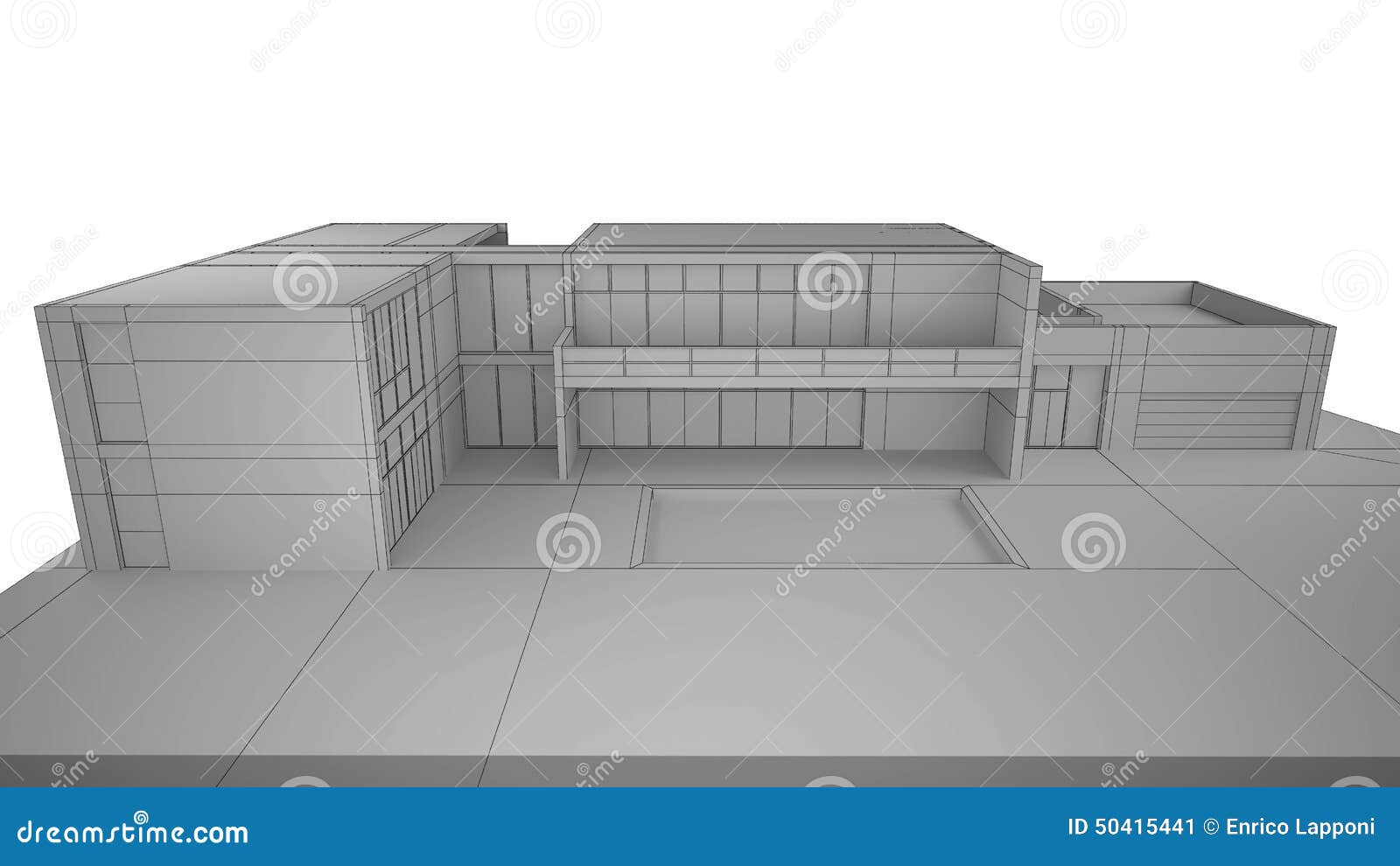 Exterior Render Of One Story Restaurant Or Commercial Building Royalty ...