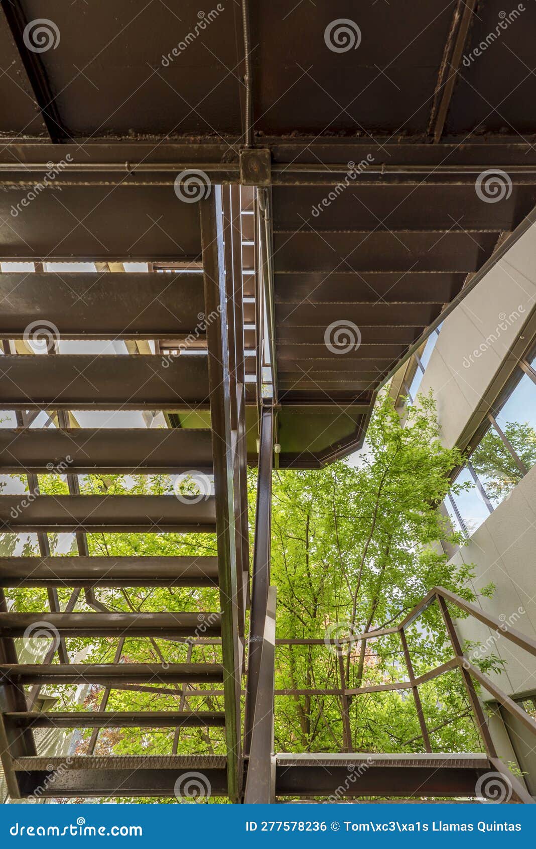 Exterior Security Stairs of an Office Building with Many Trees Stock ...