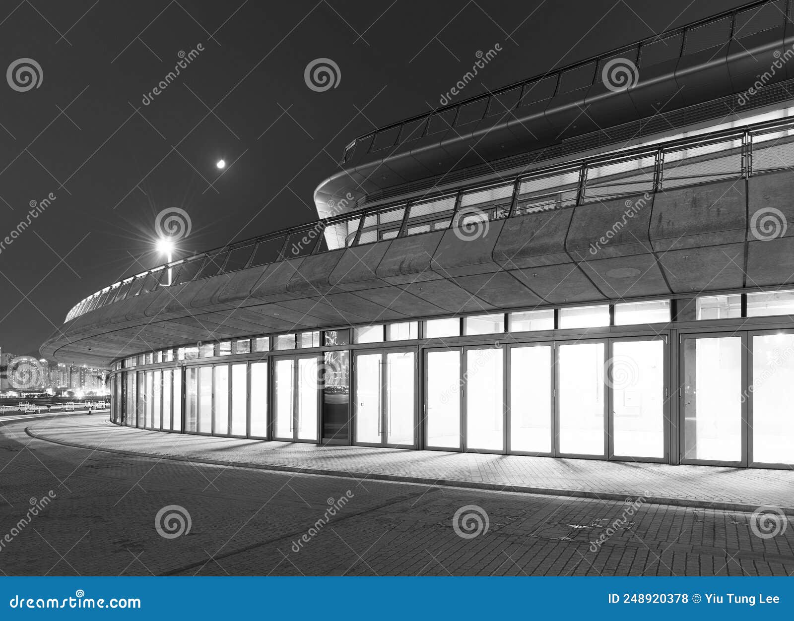 Exterior of Shopping Mall at Night Stock Photo - Image of building ...