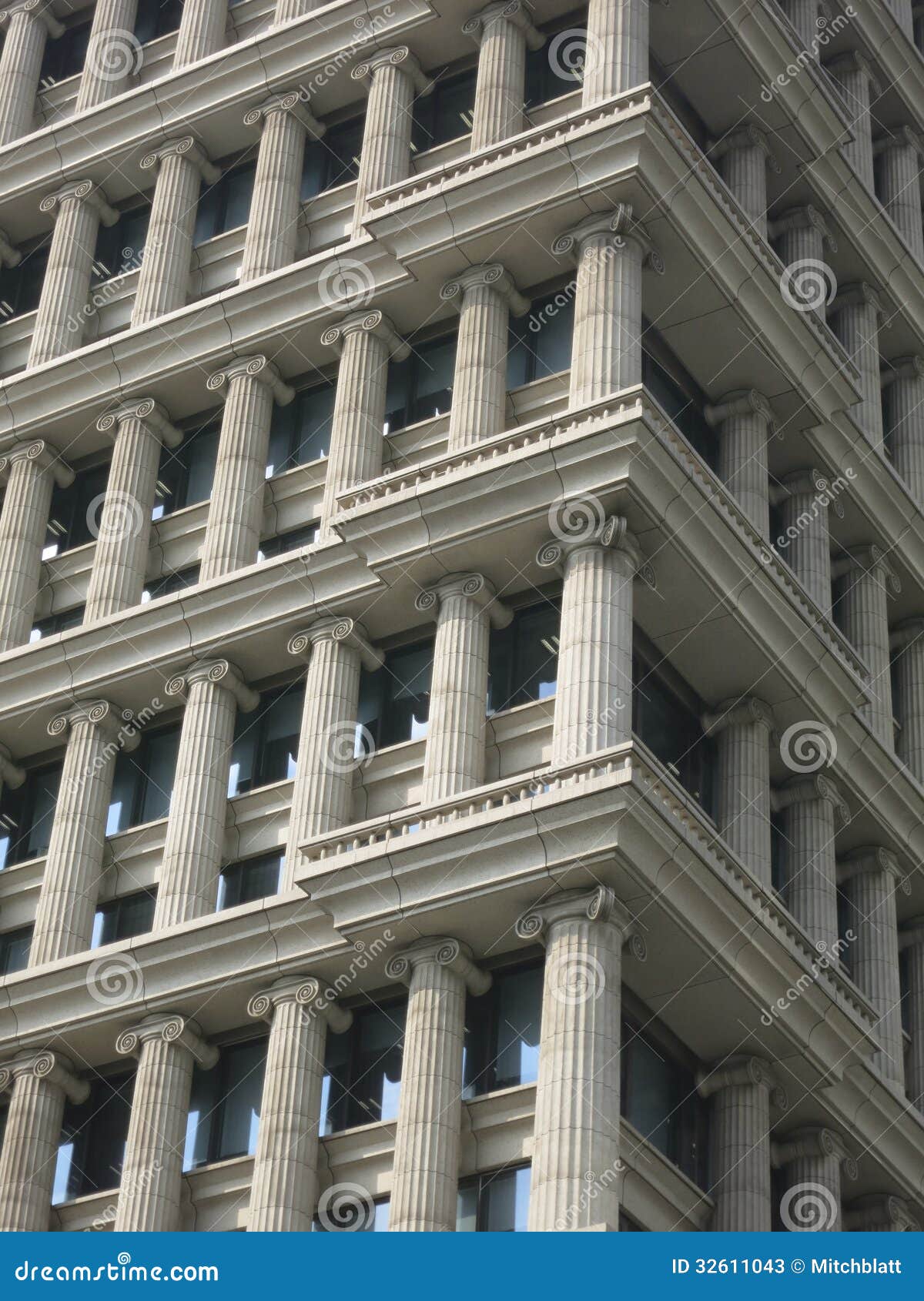 Exterior Shot of Columns on Side of Building Stock Image - Image of ...