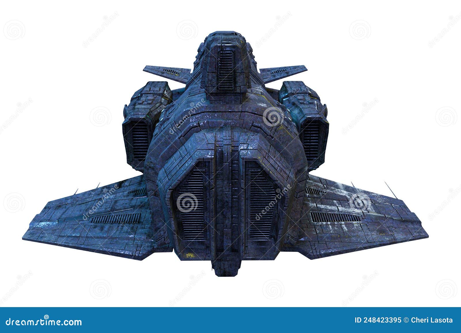 Spaceship Exterior on an Isolated White Background, 3D Illustration, 3D ...