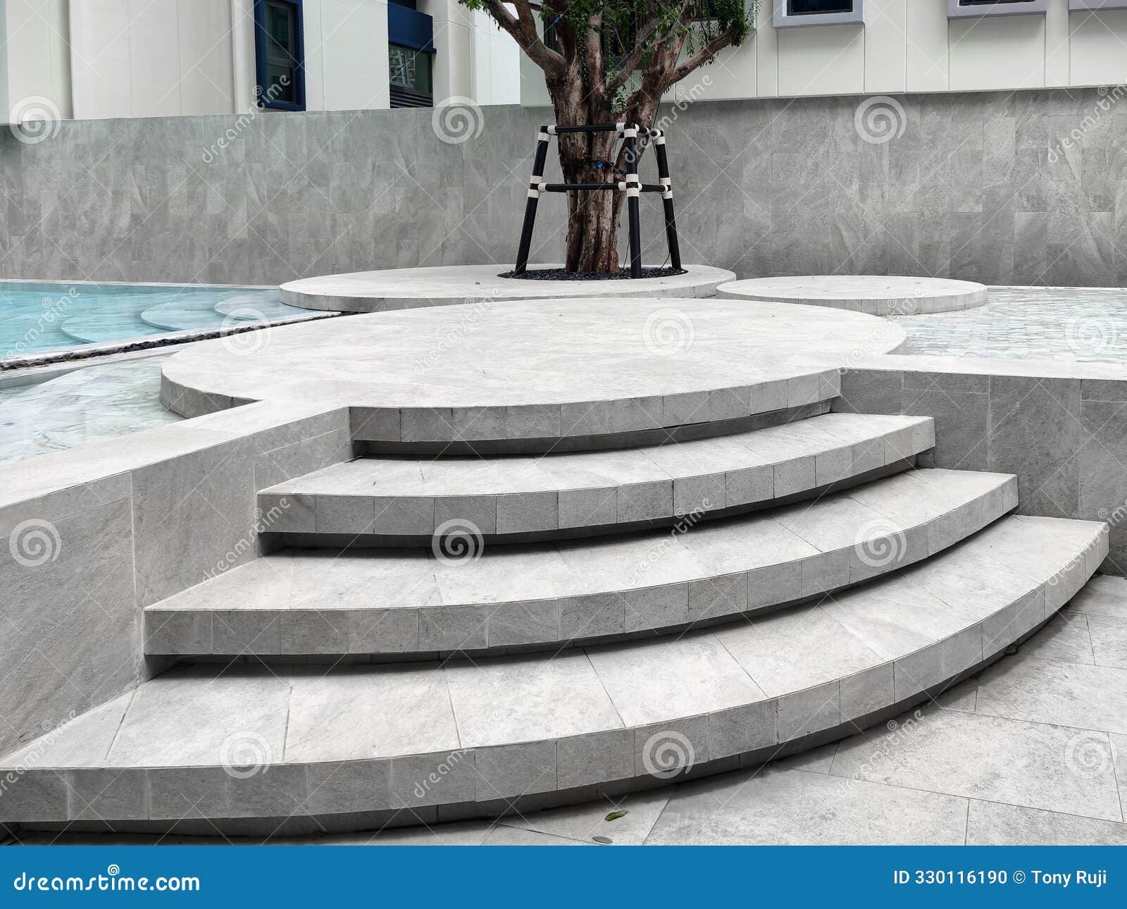 The Exterior Stone Tile Stairs Look Clean Stock Photo - Image of cement ...