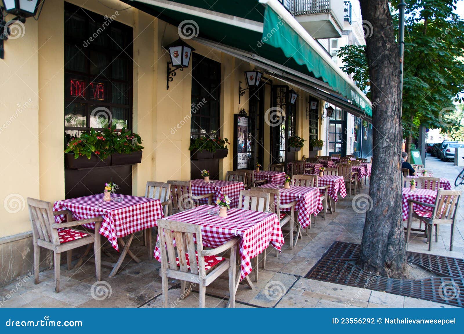 Exterior Tables on a Local Cafe or Restaurant Stock Photo - Image of ...