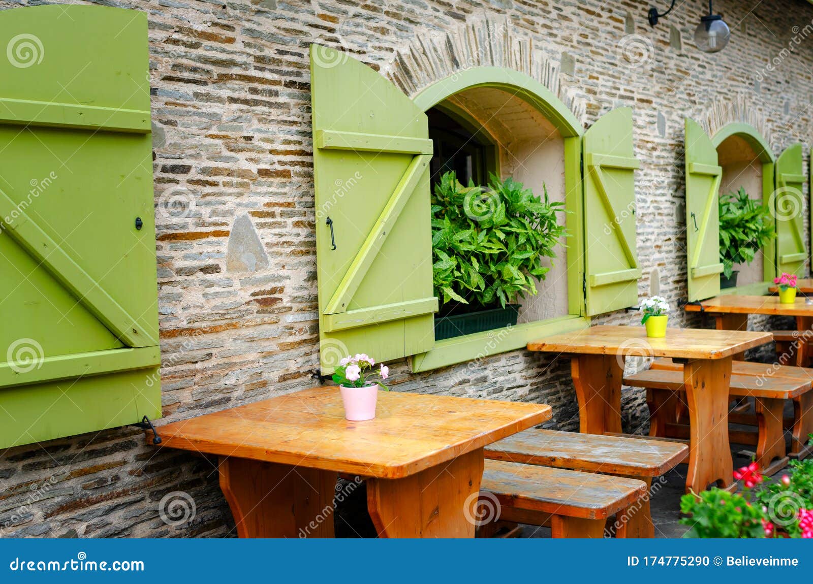 Exterior of the Terrace of an Open-air Cafe Stock Photo - Image of rest ...