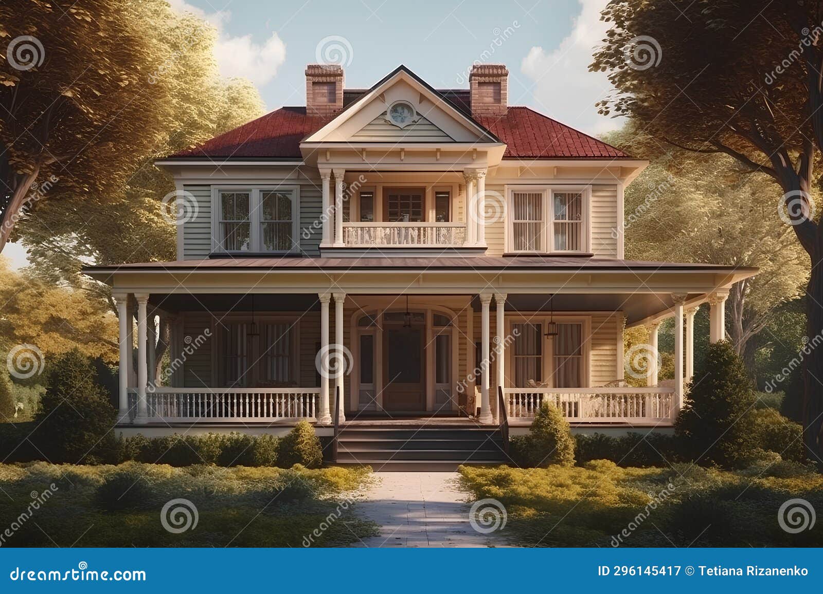 Exterior of Traditional Private House. Front View Stock Illustration ...