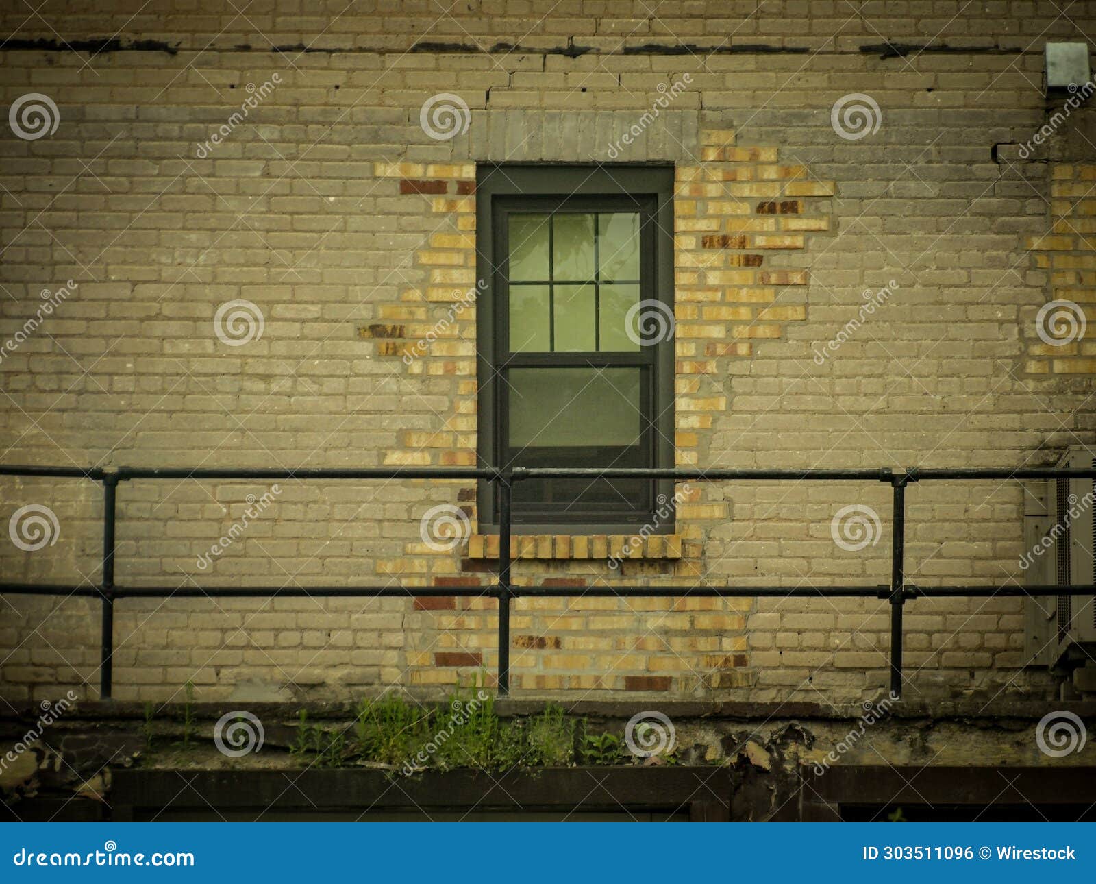 Exterior View of a Brick Building Structure, Featuring an Entrance and ...