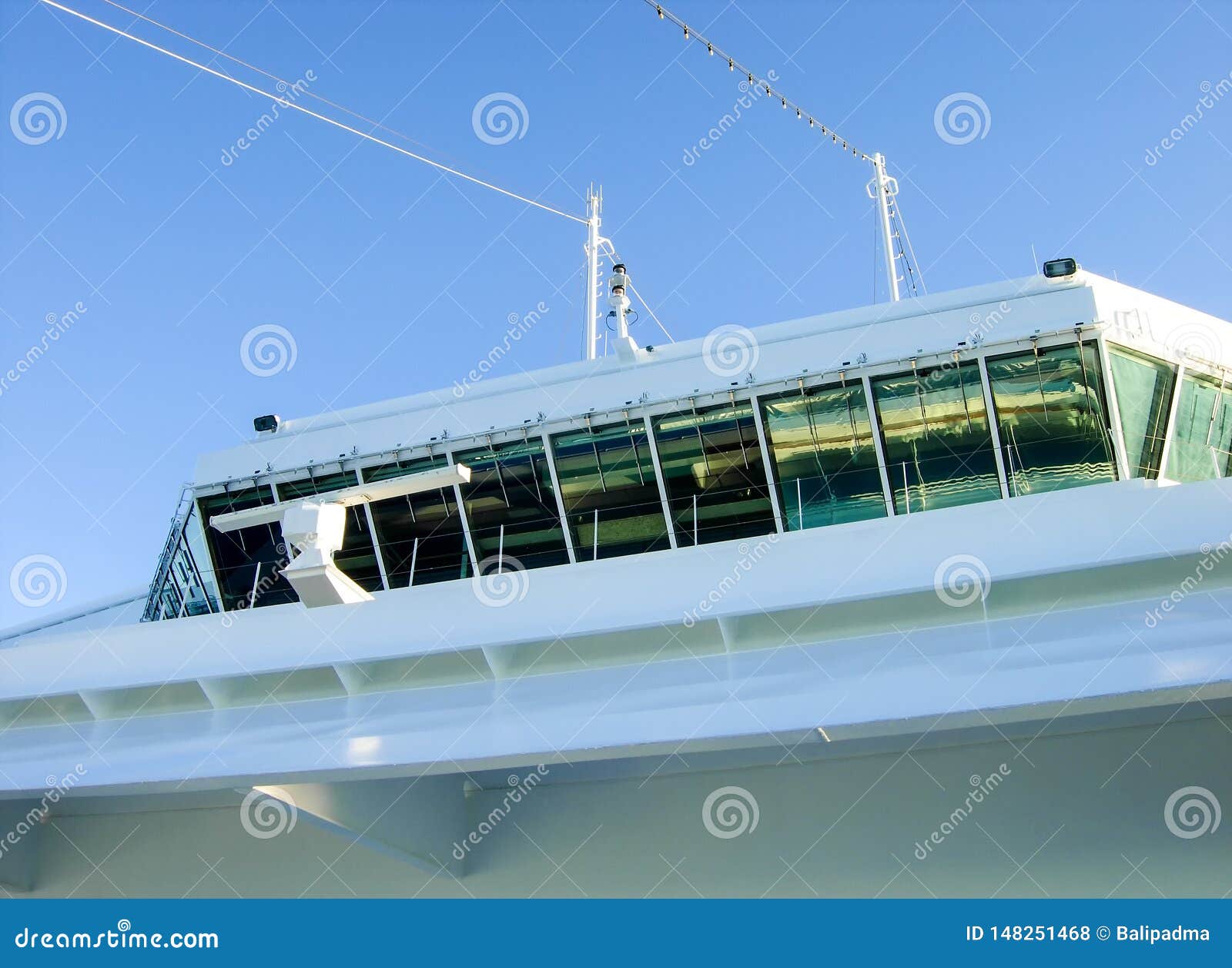 Exterior View of the Bridge of a Cruise Ship Stock Photo - Image of ...