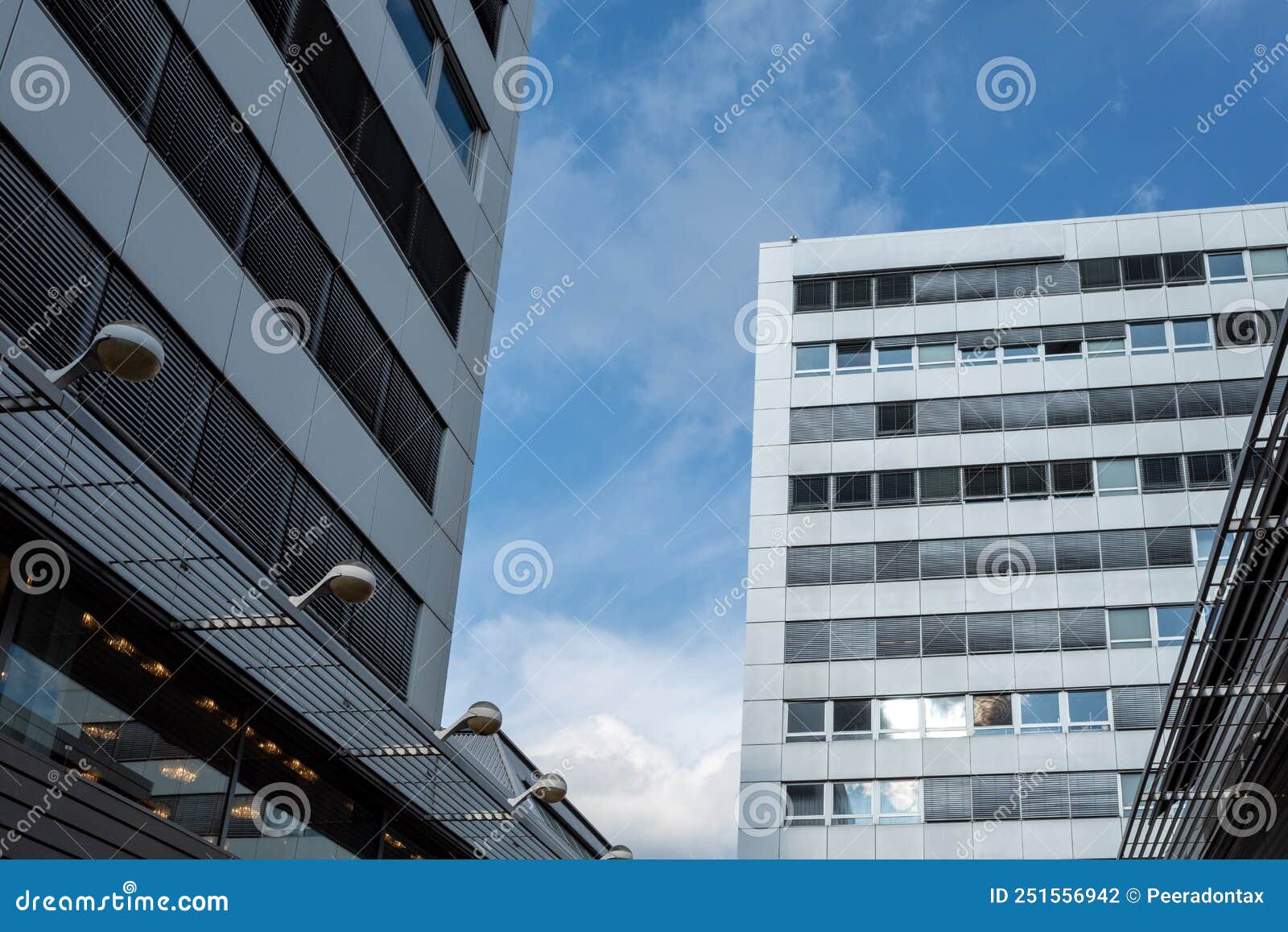 Exterior View between Building with Mixture Rectangular Frame Structure ...