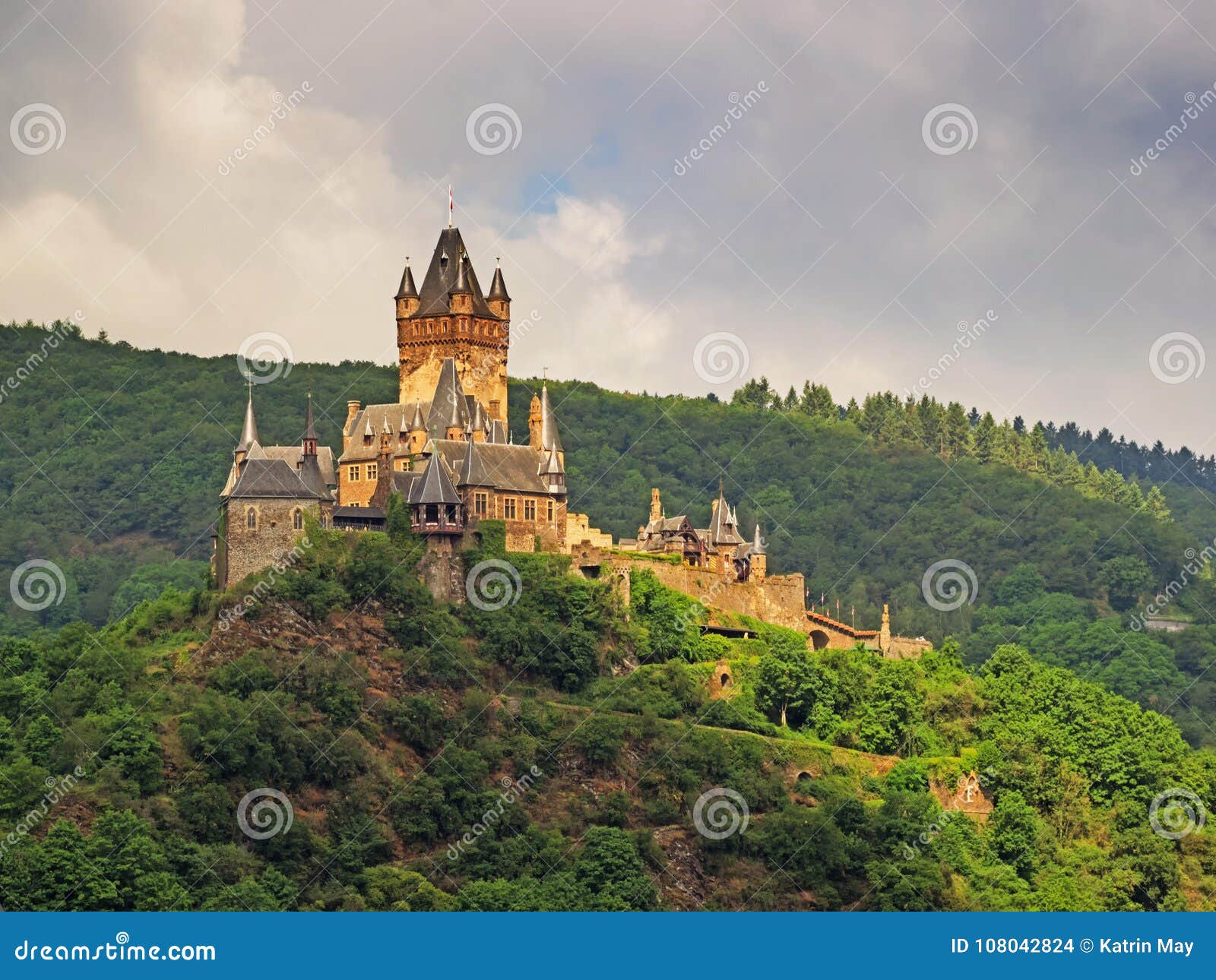 Exterior View of the Castle Reichsburg at Cochem, Germany Stock Photo ...