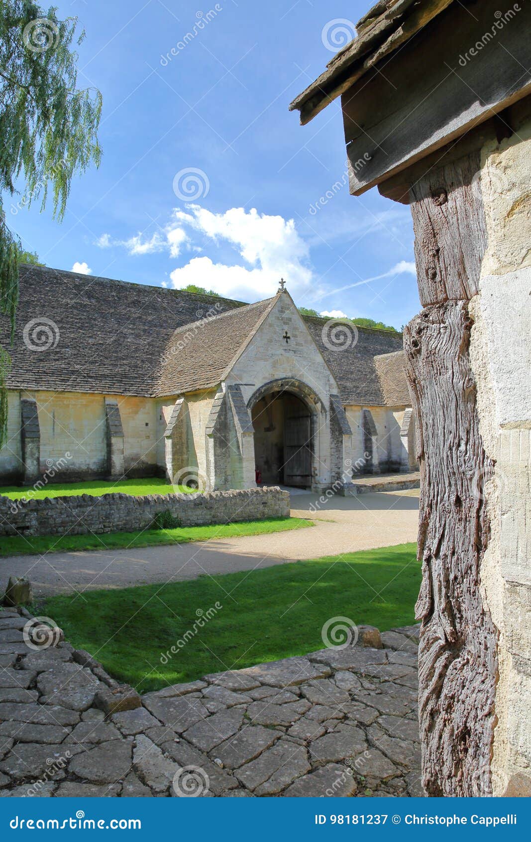 Exterior View of the Historic Tithe Barn, a Medieval Monastic Stone ...