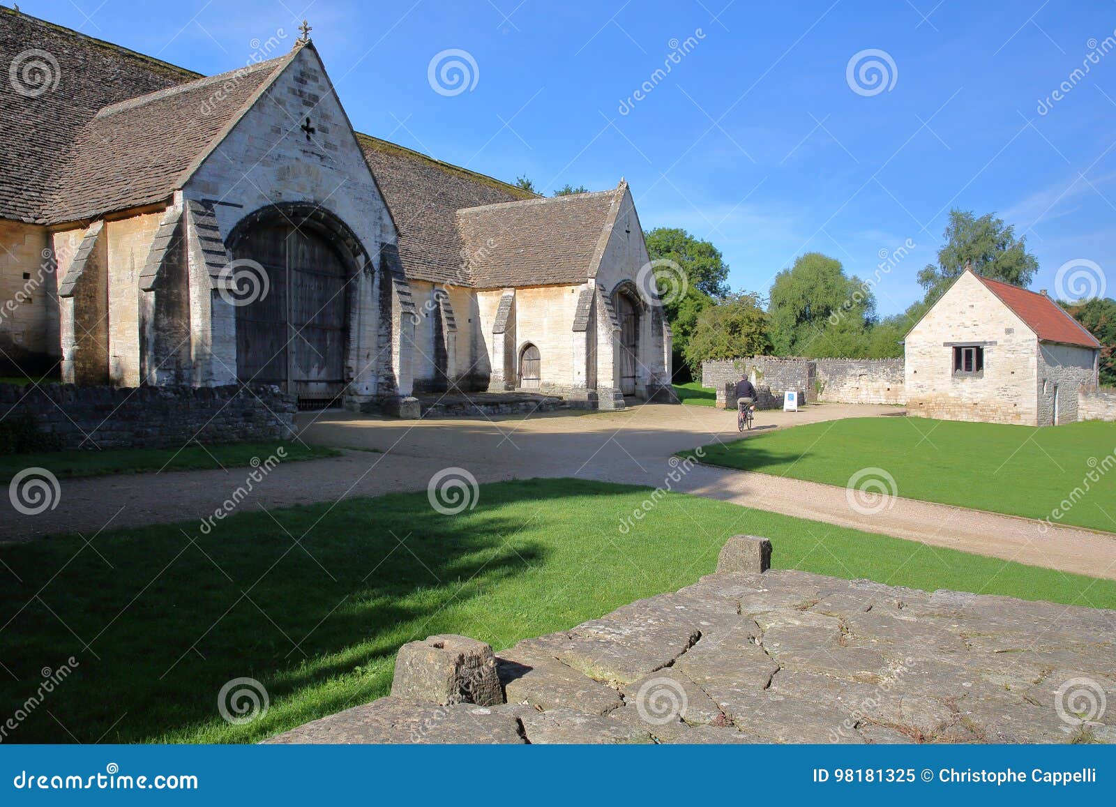 Exterior View of the Historic Tithe Barn, a Medieval Monastic Stone ...