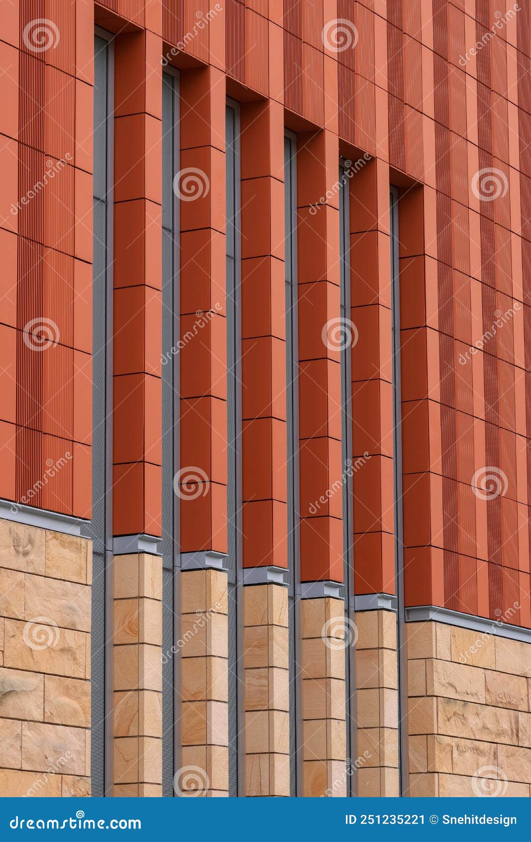 Exterior View of Modern Red Wall Stock Image - Image of surface, tone ...