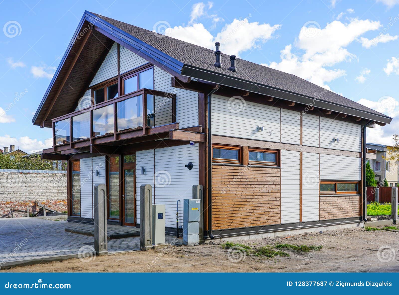 Exterior View of New House Under Construction Stock Image - Image of ...