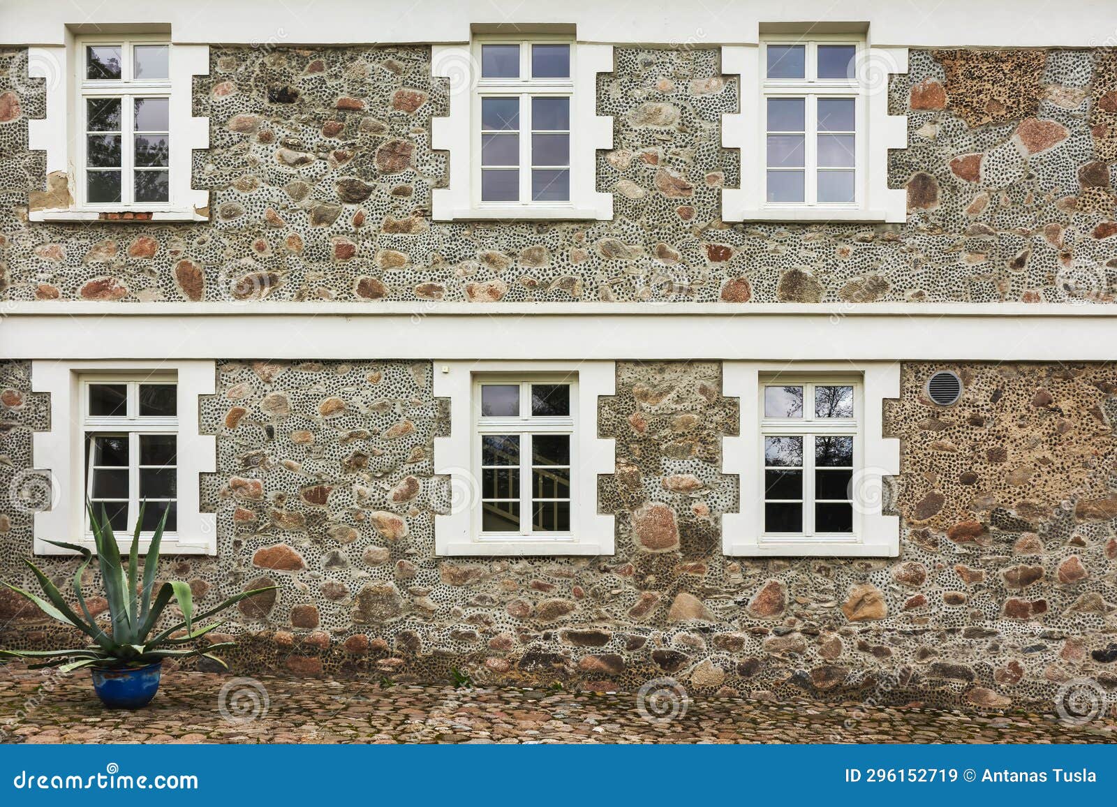 Exterior View of Old Building Facade with Windows Stock Image - Image ...