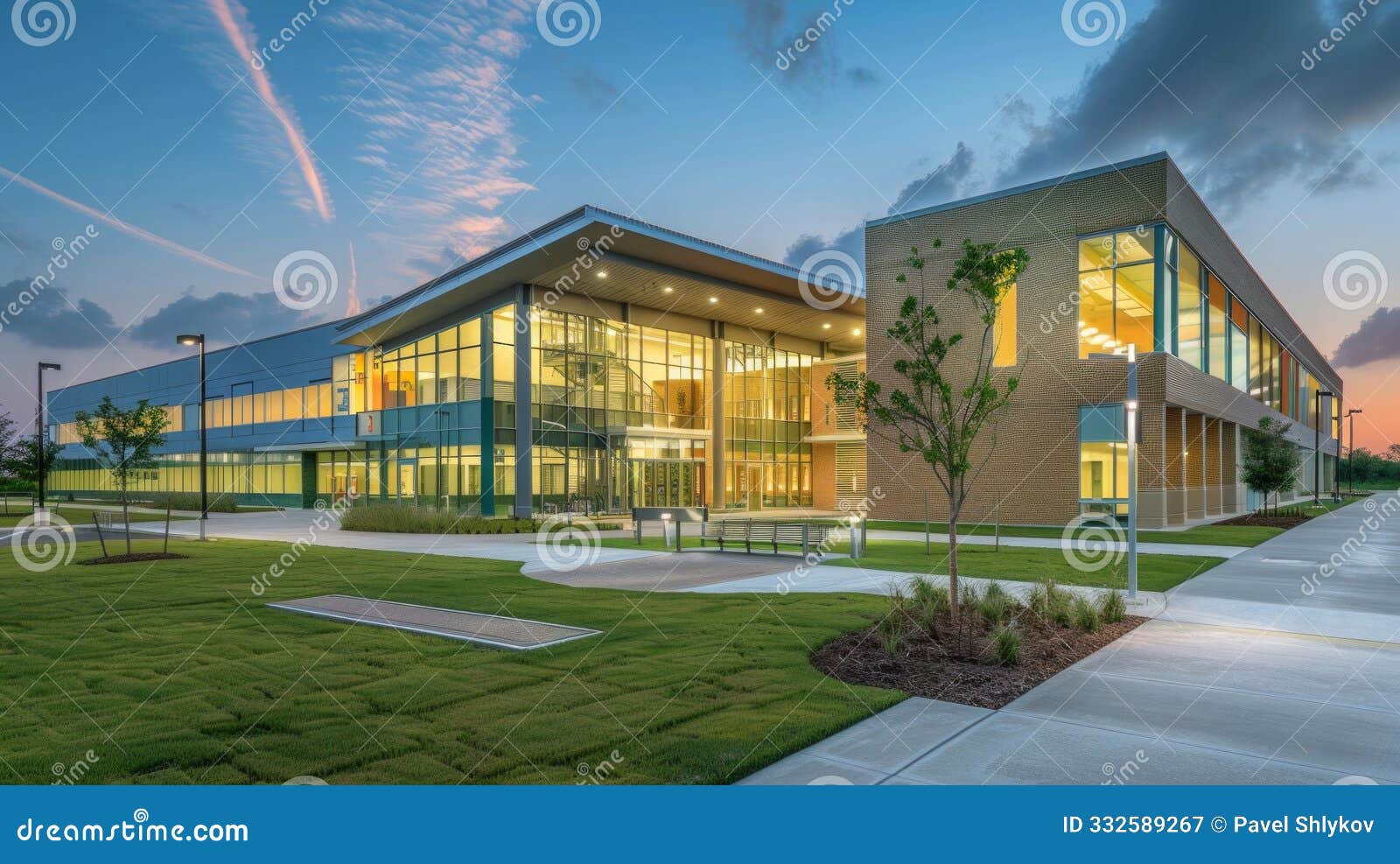 Exterior View of a Typical American School Stock Image - Image of ...