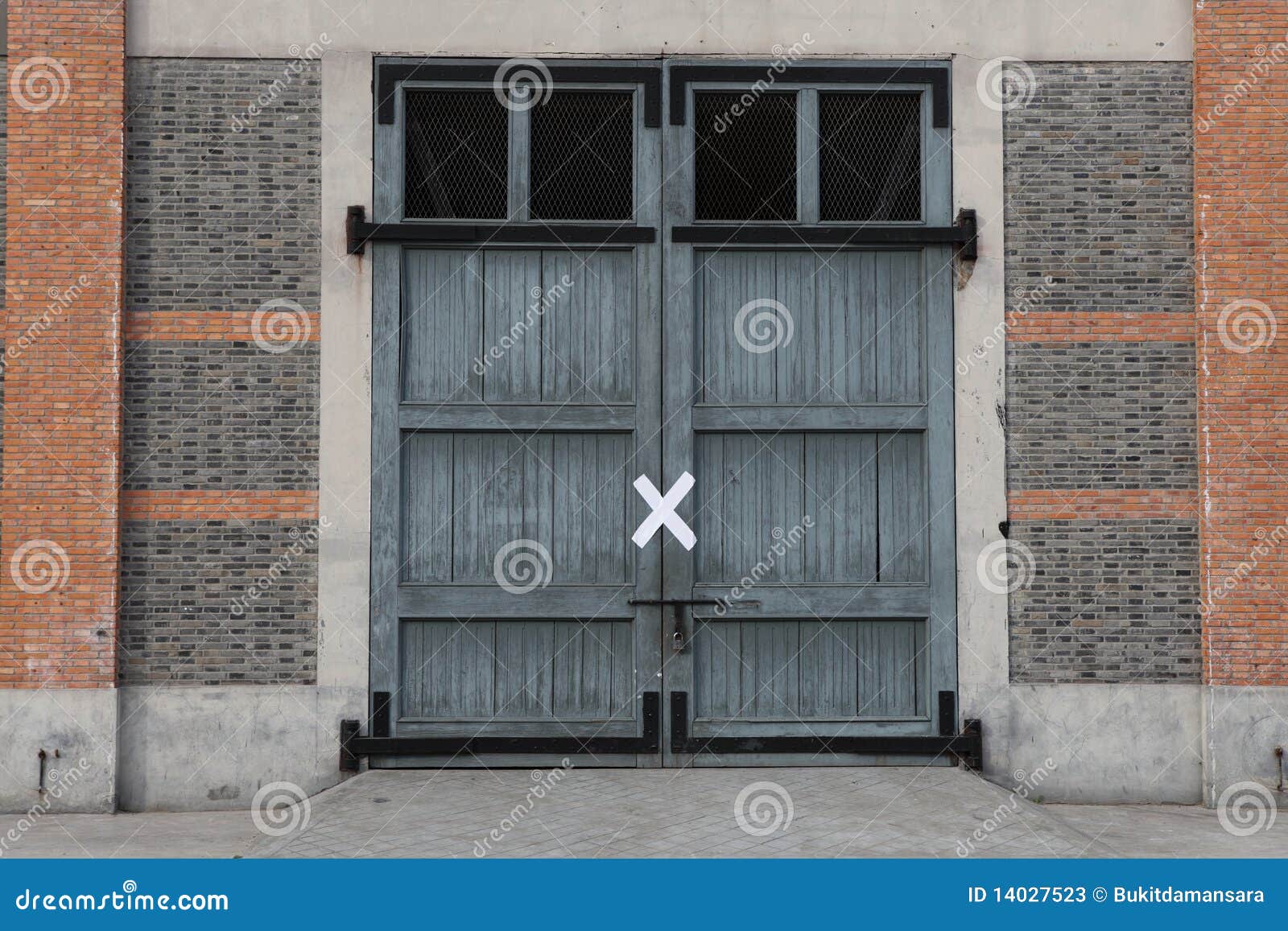 Exterior View of Warehouse and Gate Stock Image - Image of window, wall ...