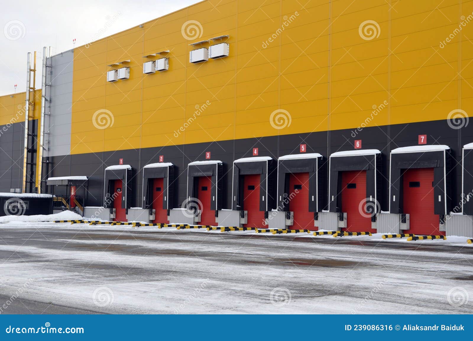 Exterior View of the Warehouse in Winter. Loading Docks Stock Photo ...