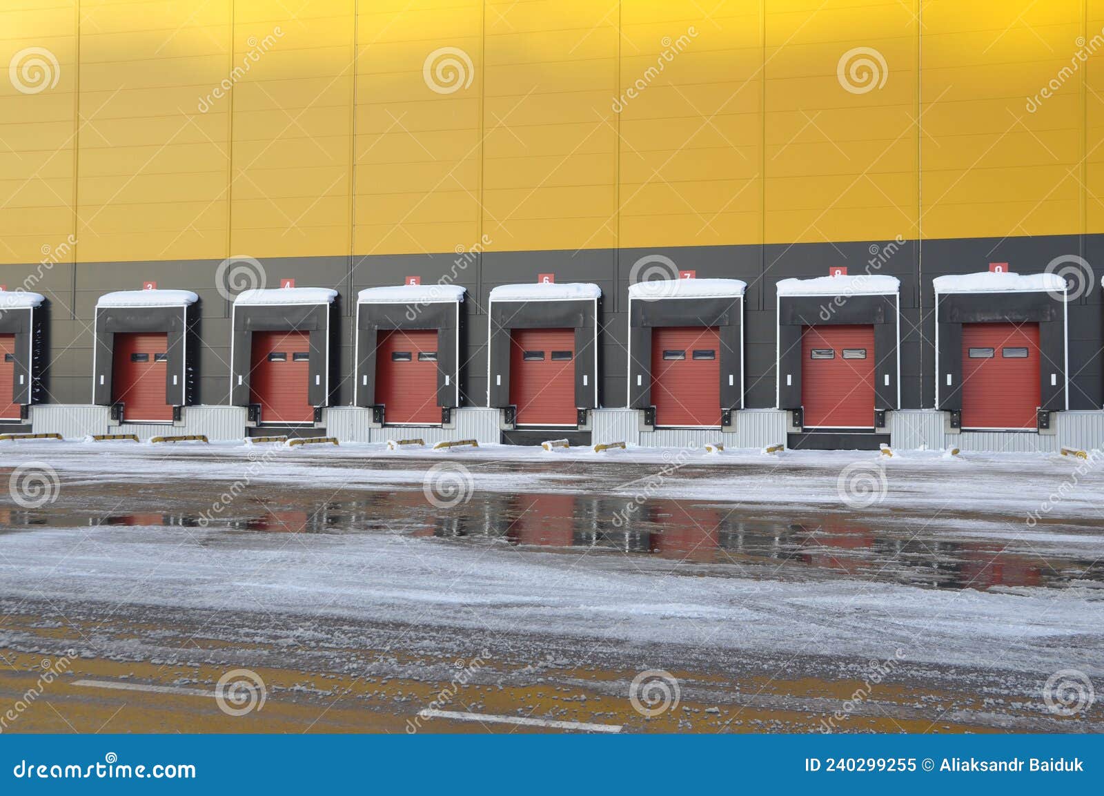 Exterior View of the Warehouse in Winter. Loading Docks Stock Image ...