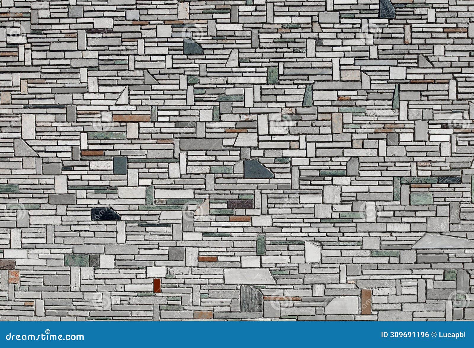 Wall Coating Made of Gray Stone Bricks Arranged Arranged with Different ...