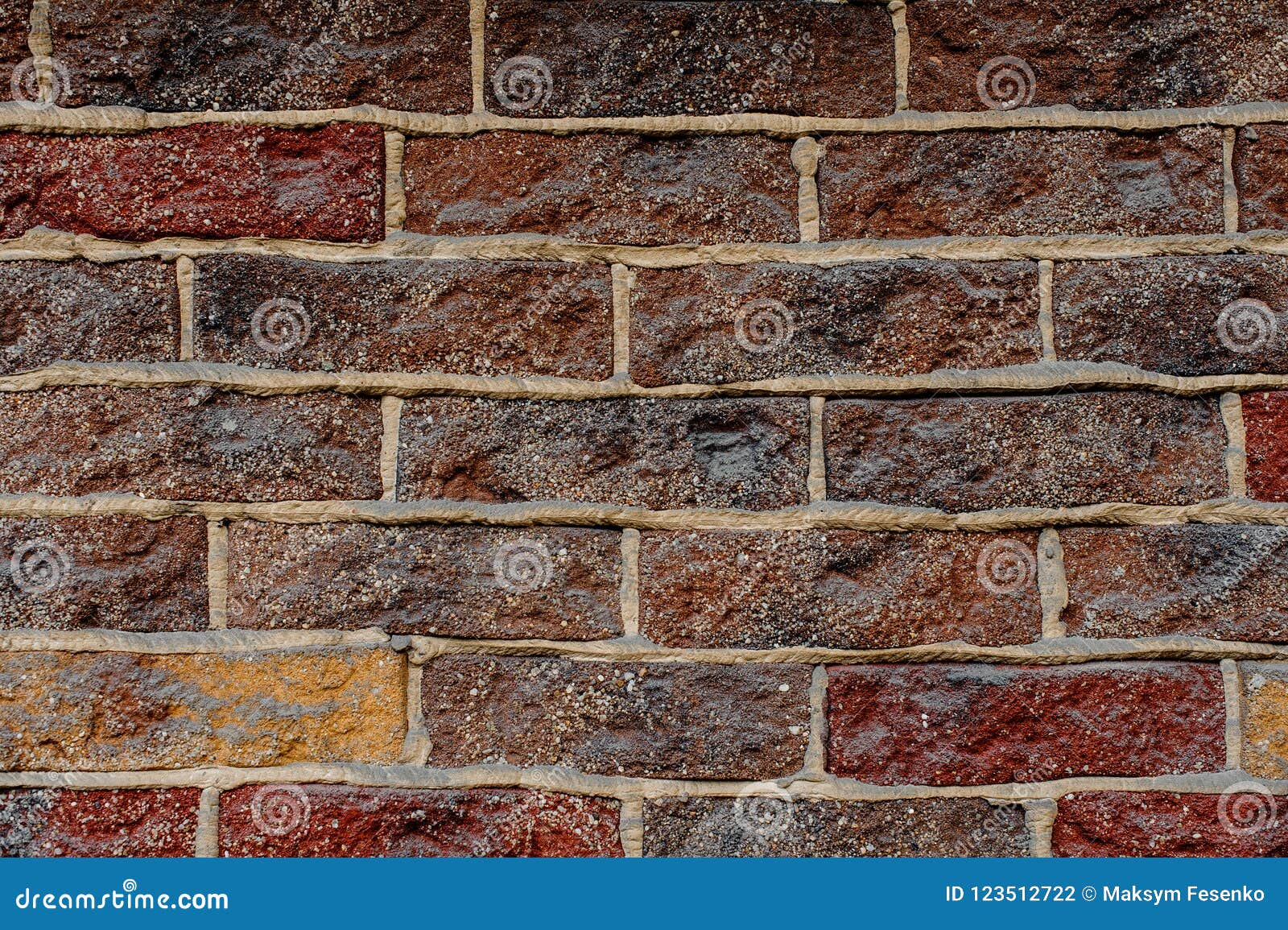 Exterior Wall with Lines of Concrete between Multicolor Bricks Stock ...