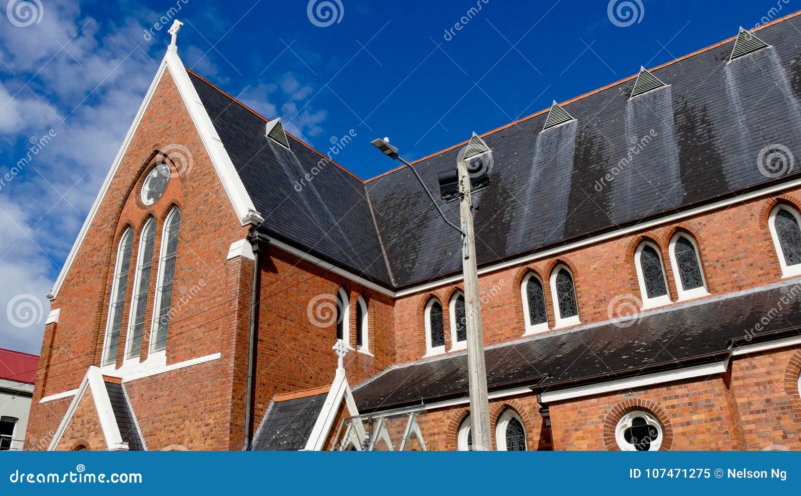 Exterior Wide Shot of a Funeral Chapel Stock Image - Image of homes ...