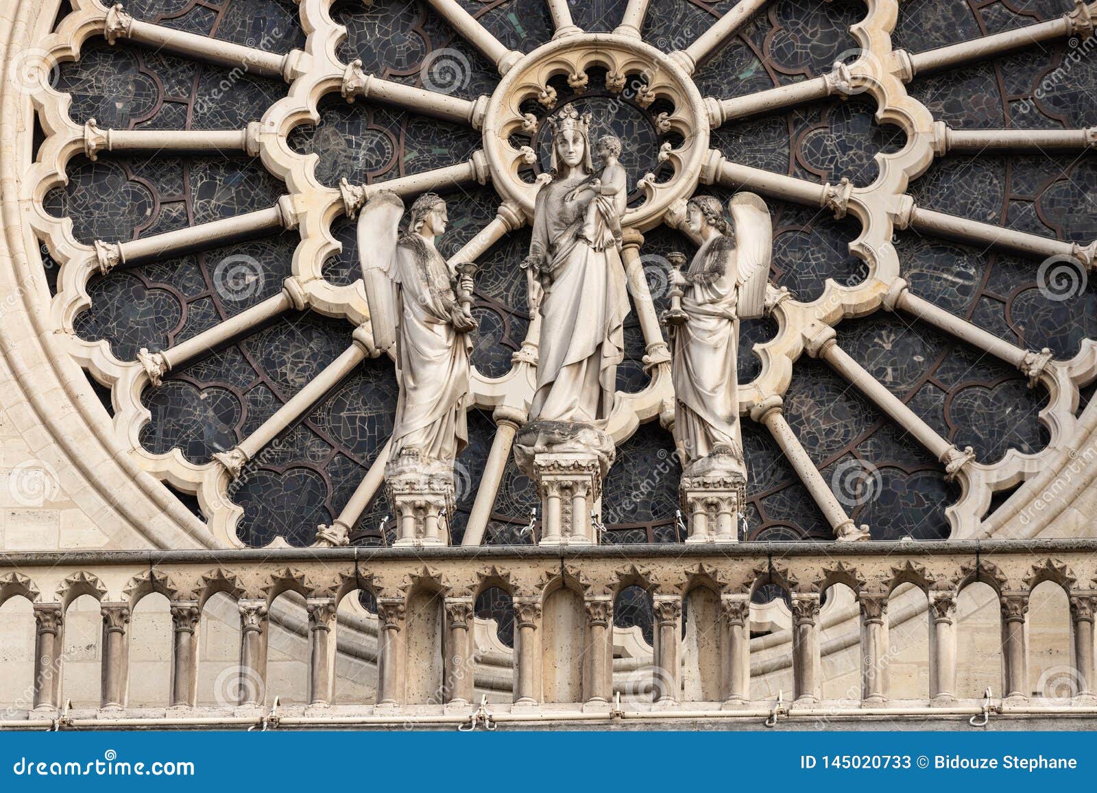 Exterior Window Rosace Notre Dame Stock Image - Image of parisian ...