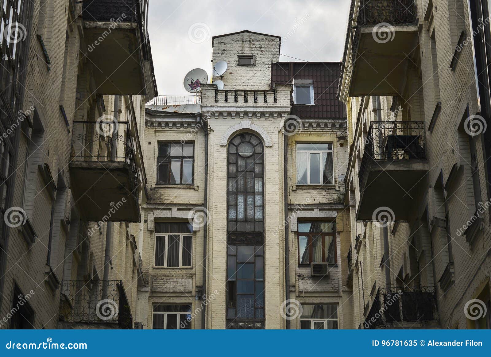 Facade of old building stock image. Image of area, entrance - 96781635