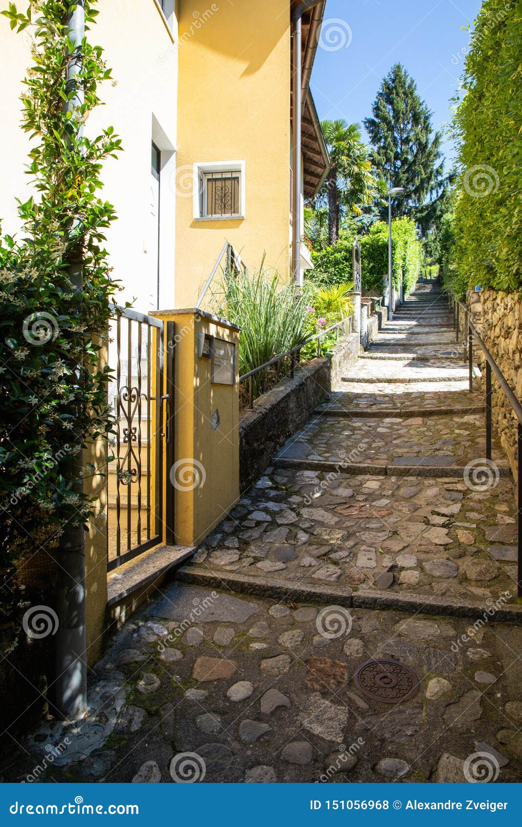 Exterior of Yellow Villa with Driveway Stock Photo - Image of rocks ...
