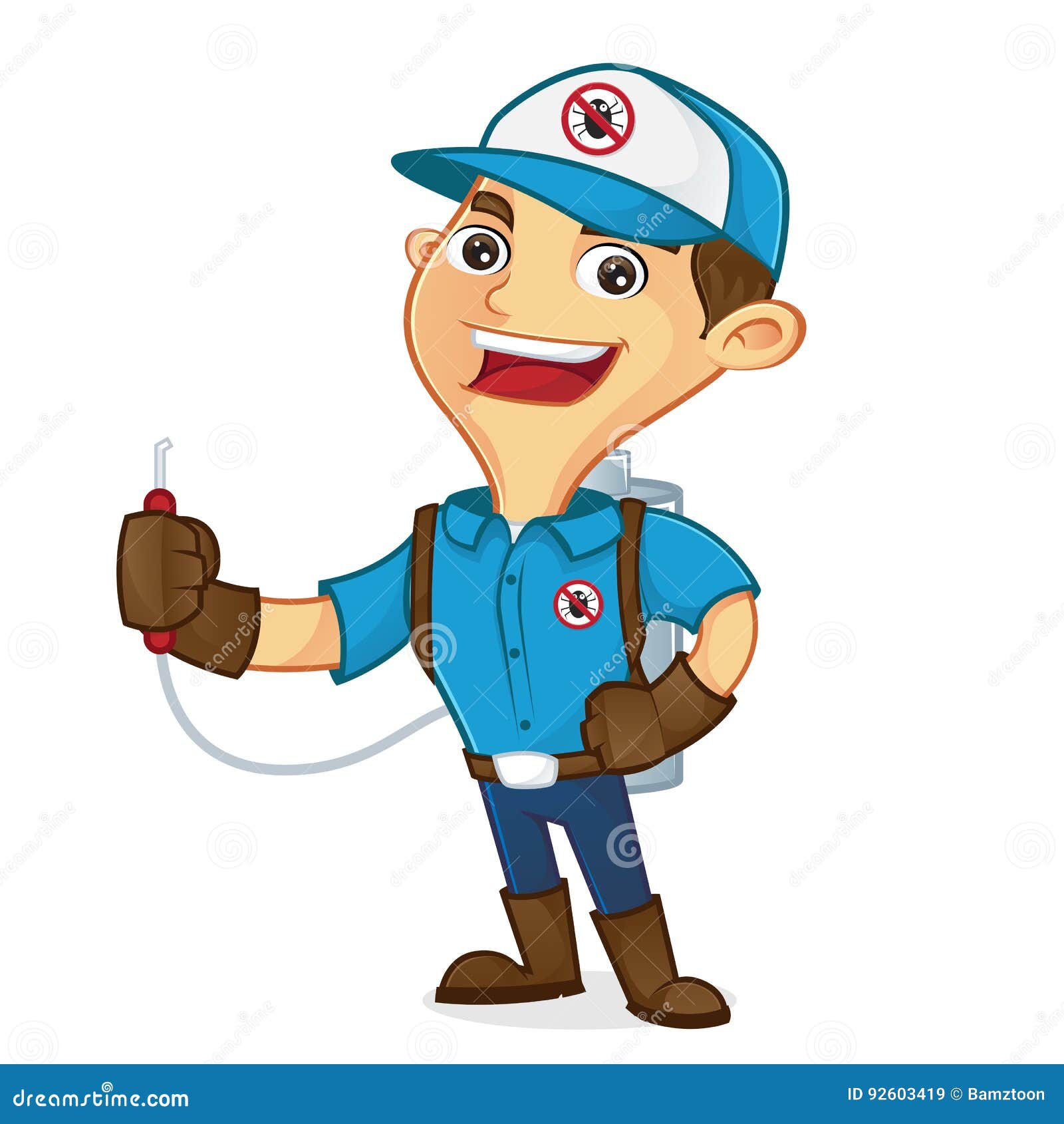 Exterminator Holding Business Card Cartoon Vector | CartoonDealer.com ...