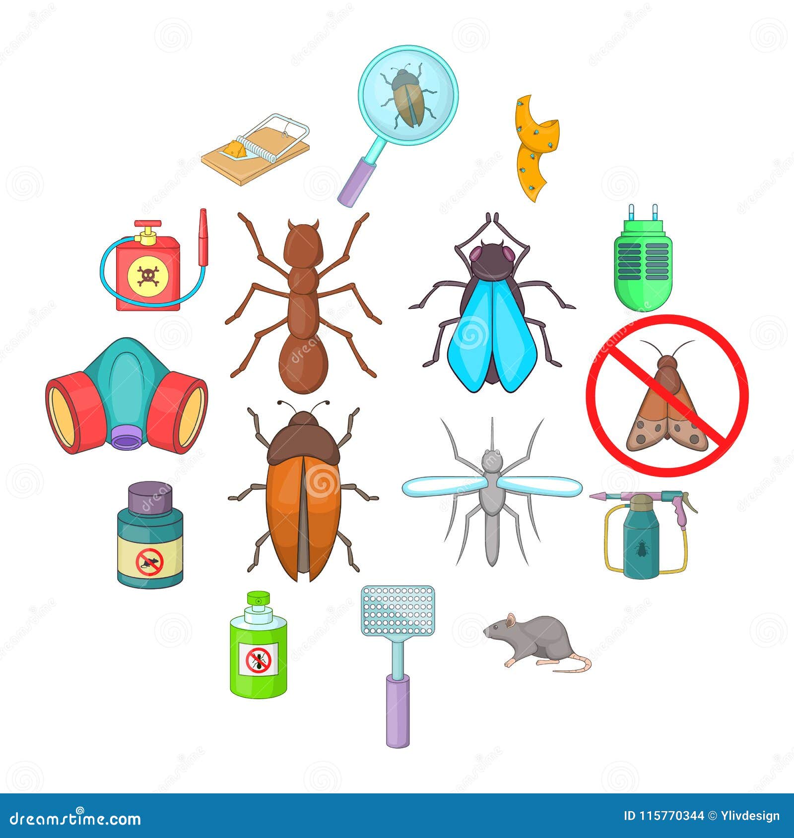 Exterminator Icons Set, Cartoon Style Stock Vector - Illustration of ...