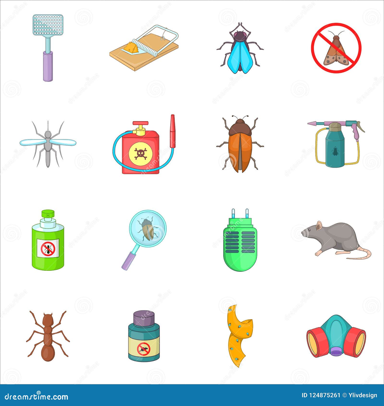 Exterminator Icons Set, Cartoon Style Stock Illustration - Illustration ...
