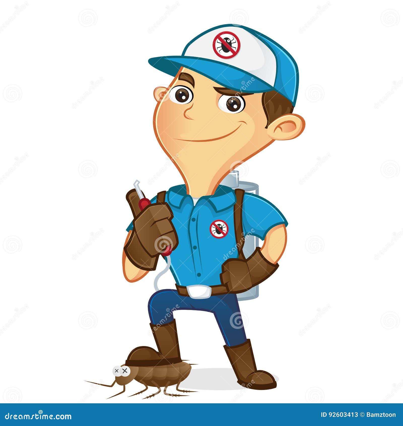 Exterminator killing bug stock vector. Illustration of cockroach - 92603413