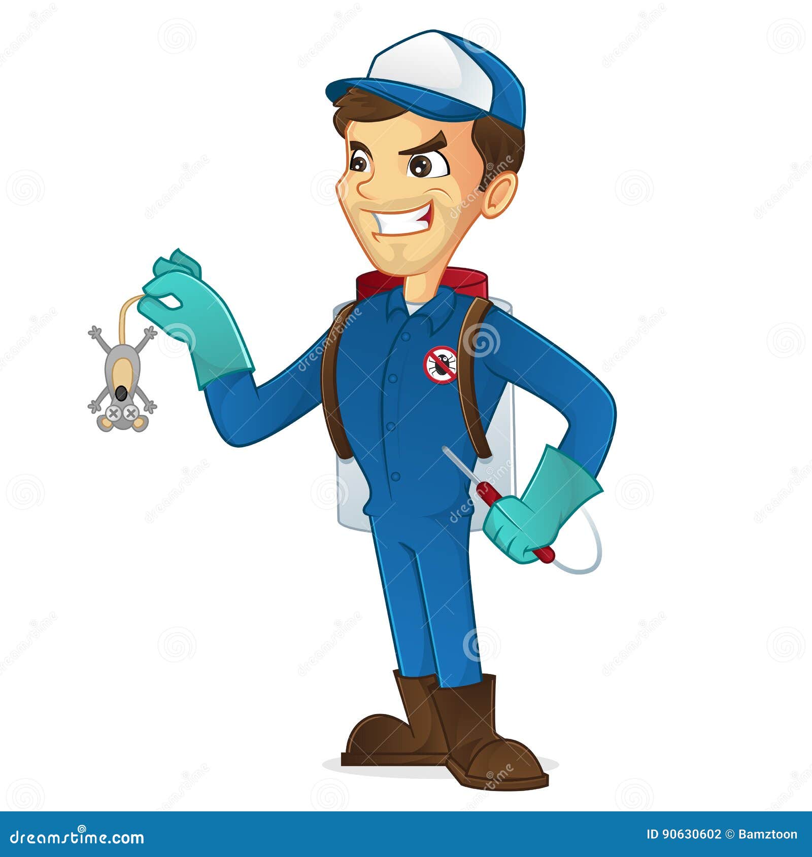 Exterminator Killing Bug Holding Pest Sprayer Vector Illustration ...