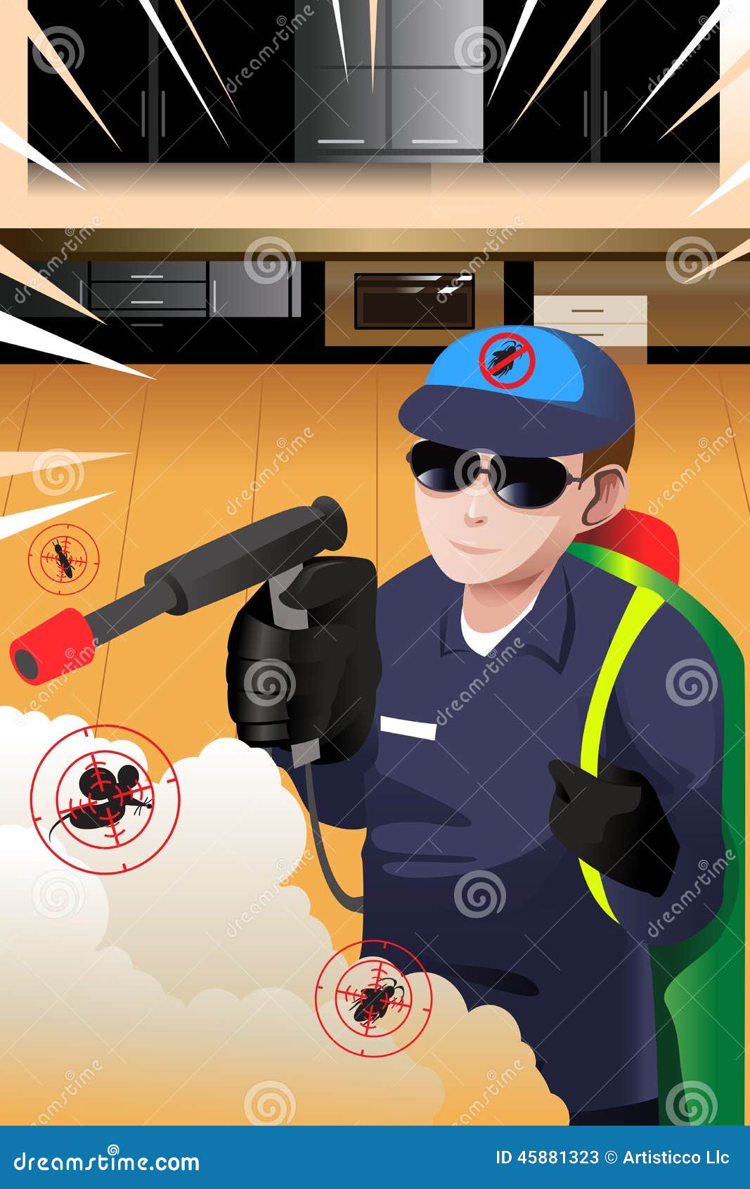 Exterminator man stock vector. Illustration of clip, vector - 45881323