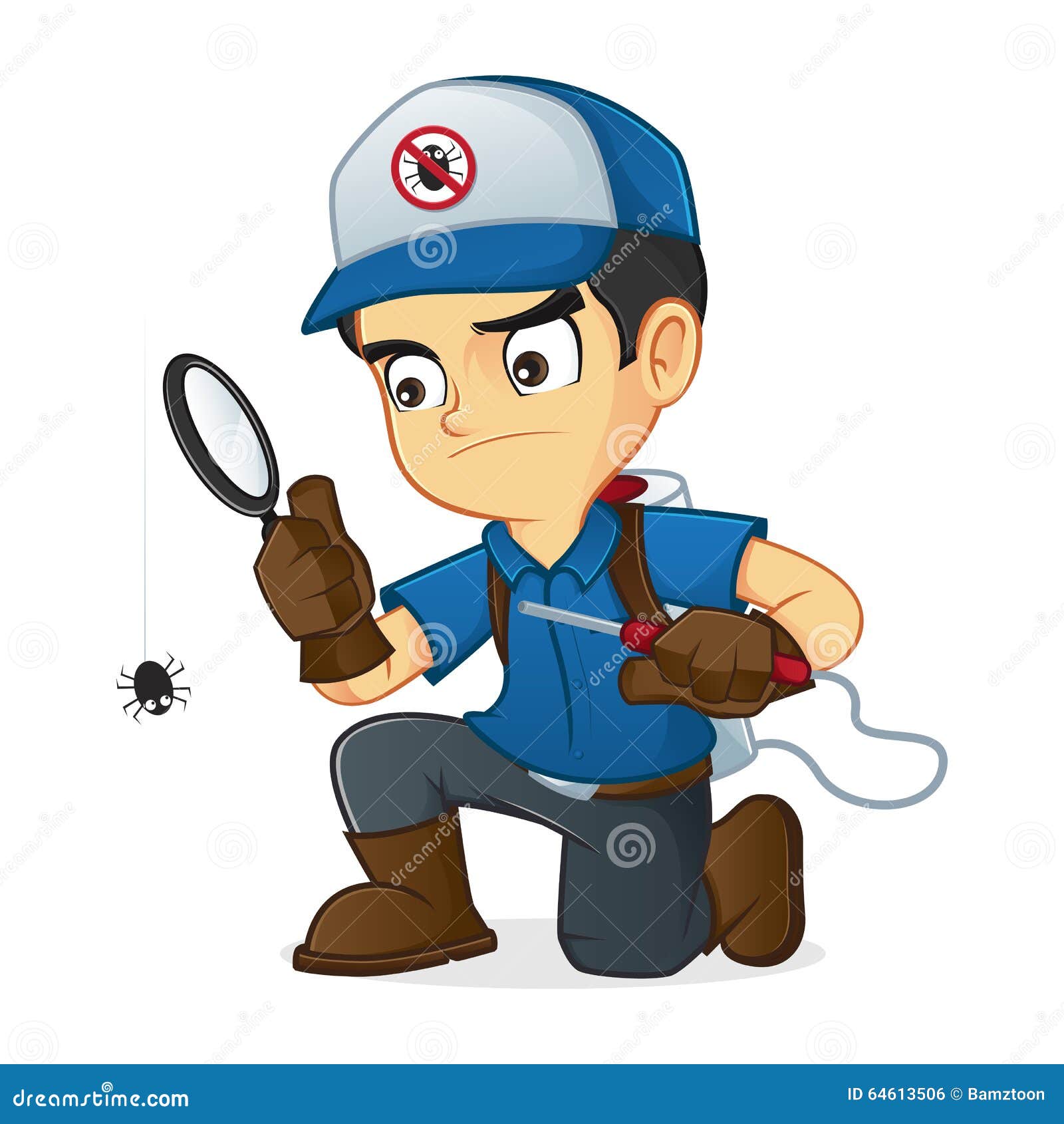 Exterminator Searching for Bugs and Kill Them Stock Vector ...