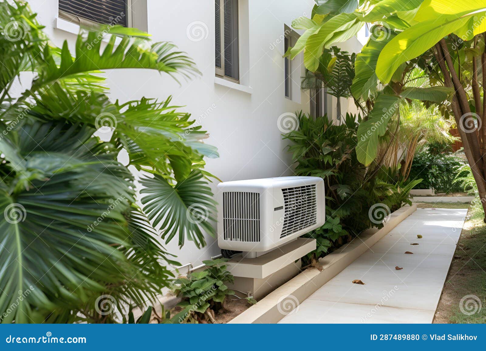 External Air Conditioning Unit on Wall Outdoors. Stock Illustration ...