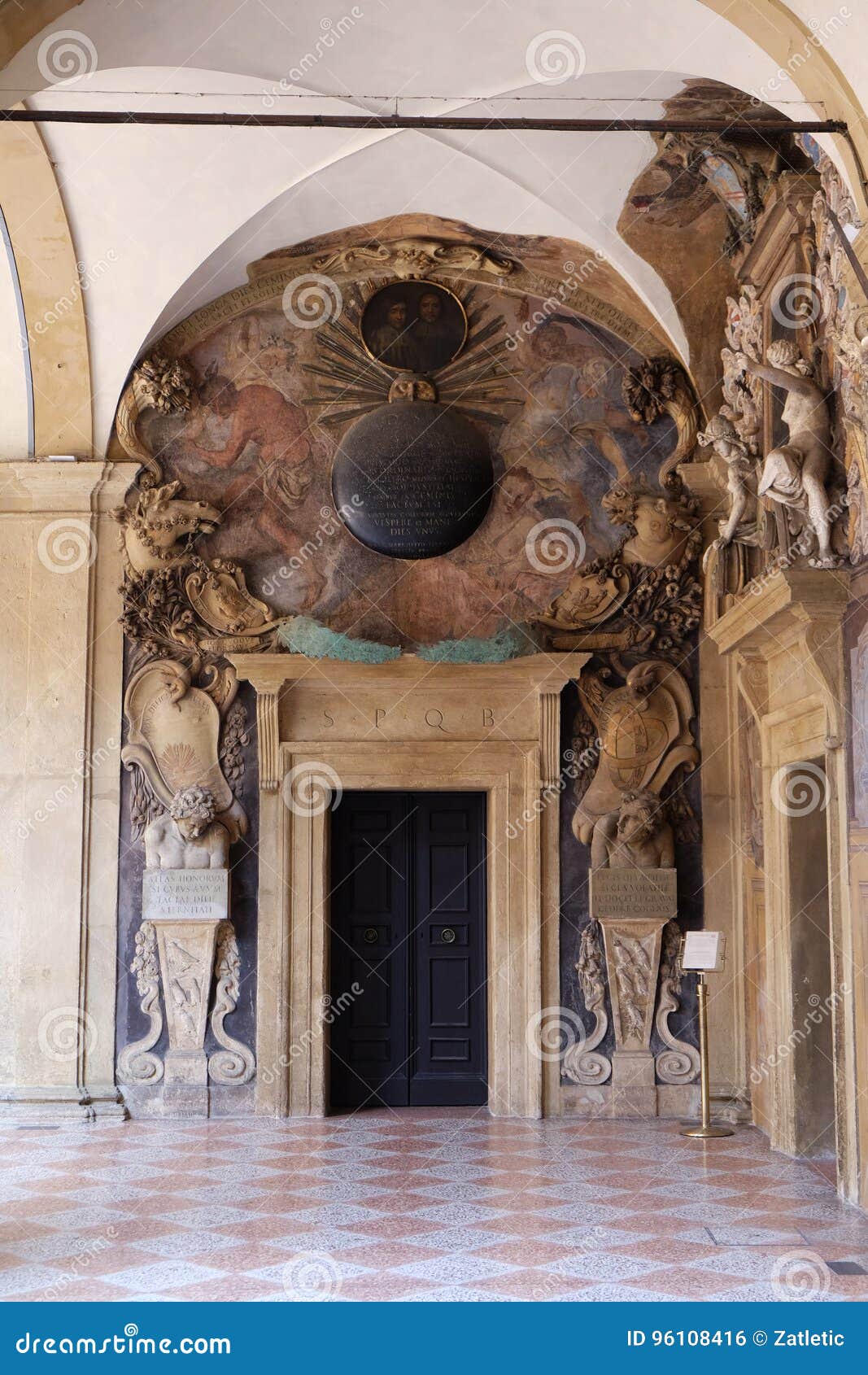 External Atrium of Archiginnasio, Bologna Stock Photo - Image of arms ...