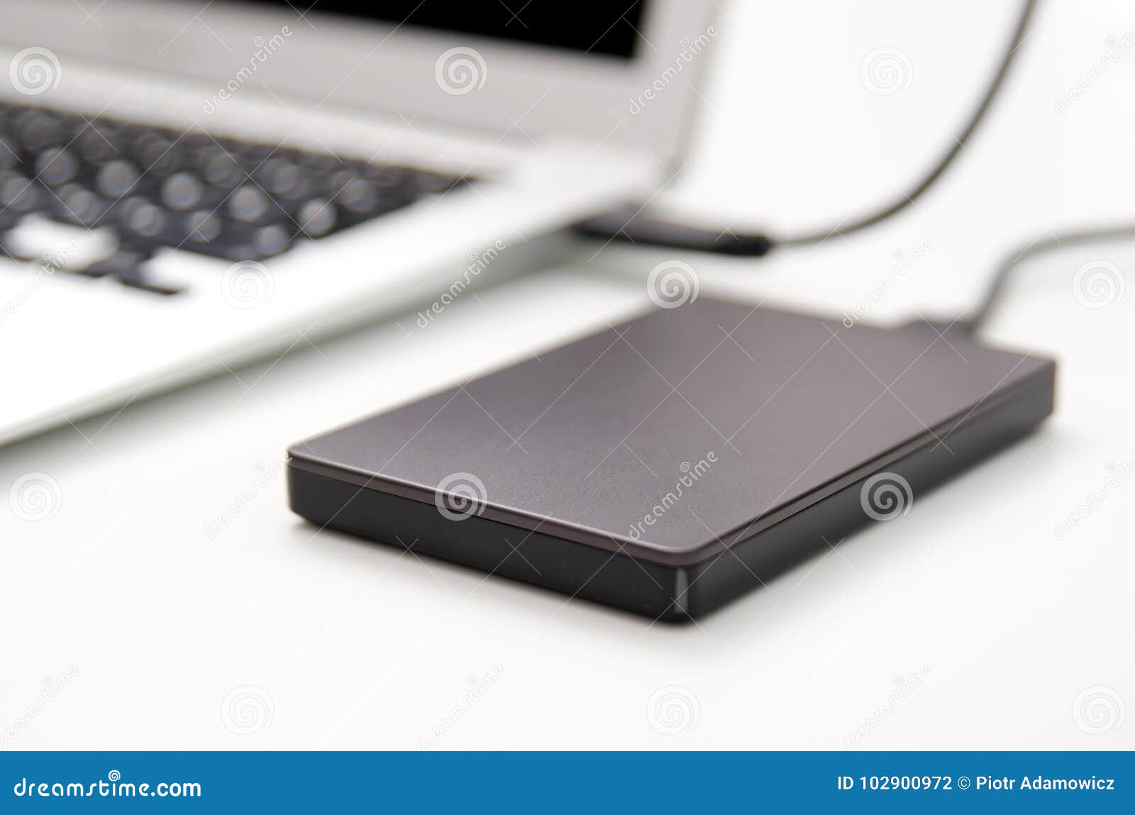External Backup Disk Hard Drive Connected To Laptop Stock Photo - Image ...