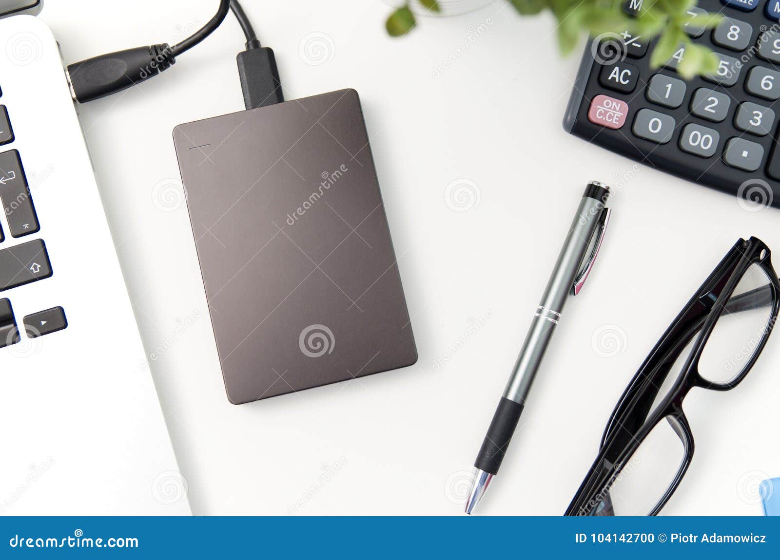 External Backup Disk Hard Drive Connected To Laptop Stock Photo - Image ...