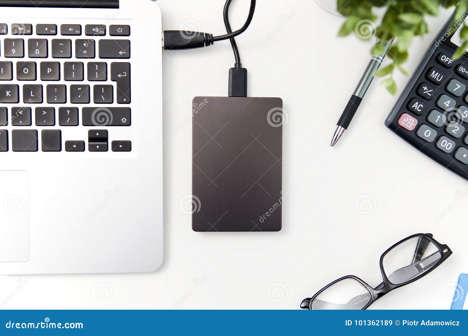 External Backup Disk Hard Drive Connected To Laptop Stock Image - Image ...