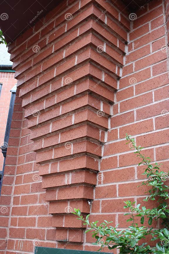 External Brick Feature Triangular Shaped Pillar Stock Image - Image of ...