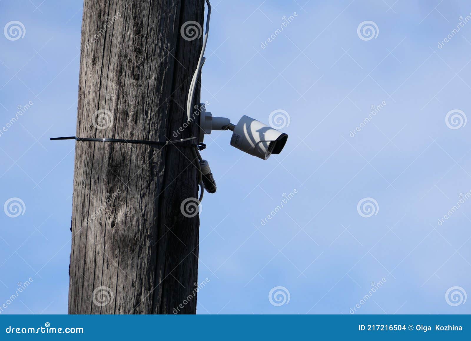 Outdoor Security Camera on a Pole in the Open Air. Stock Photo - Image ...